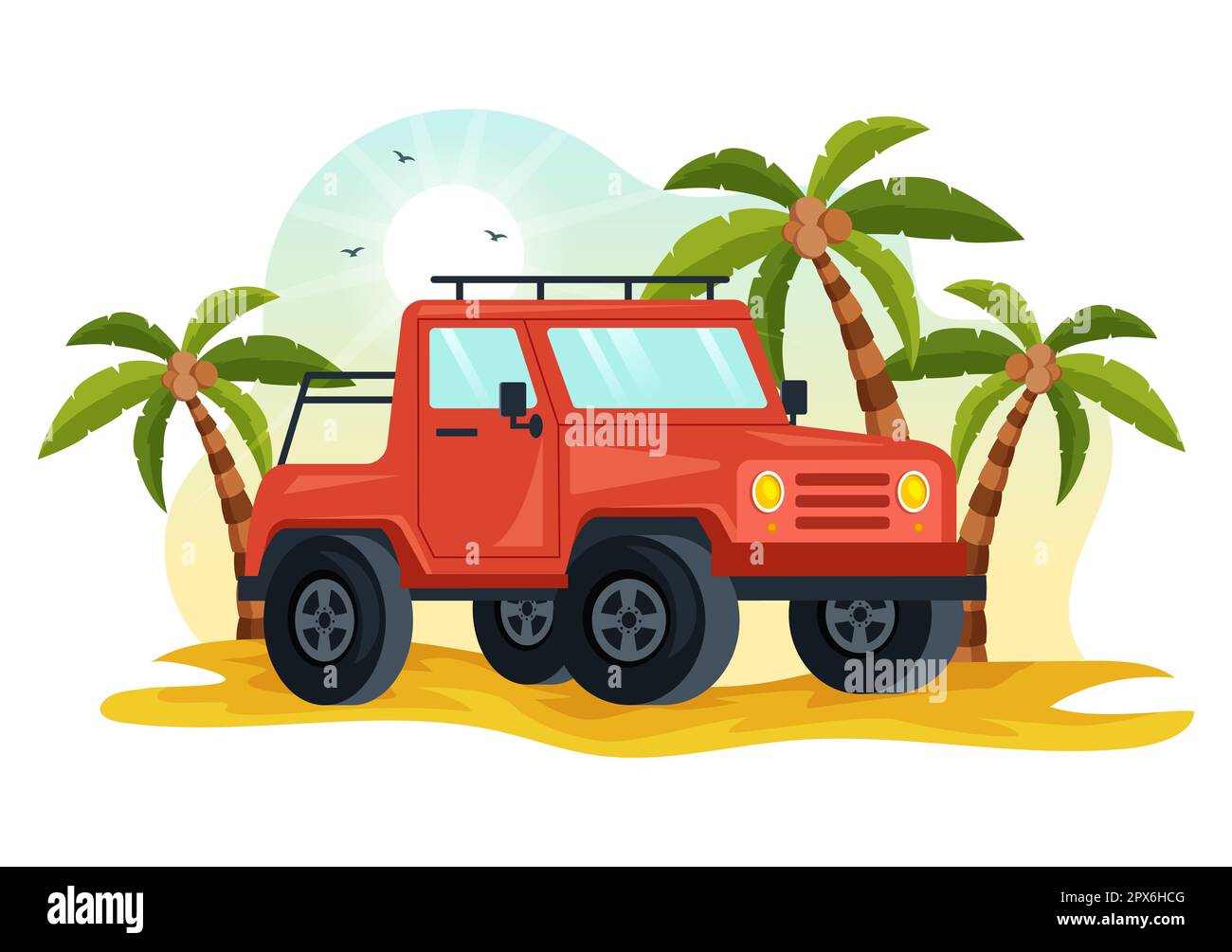Off Road Illustration with a Jeep Car or SUV to Pass Through Rocky ...