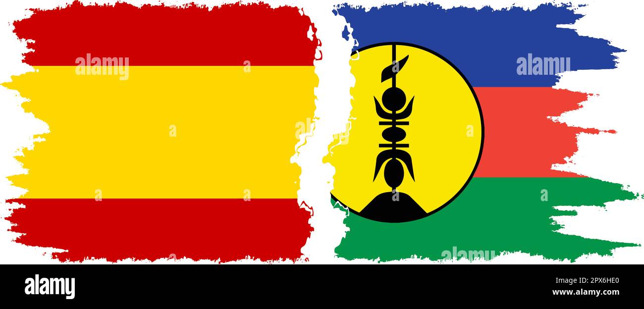 New Caledonia and Spain grunge flags connection, vector Stock Vector ...