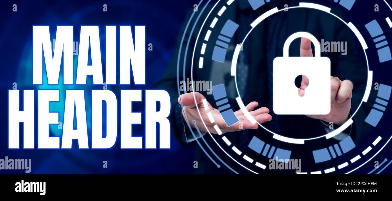 Conceptual caption Main Header, Concept meaning used to display the ...