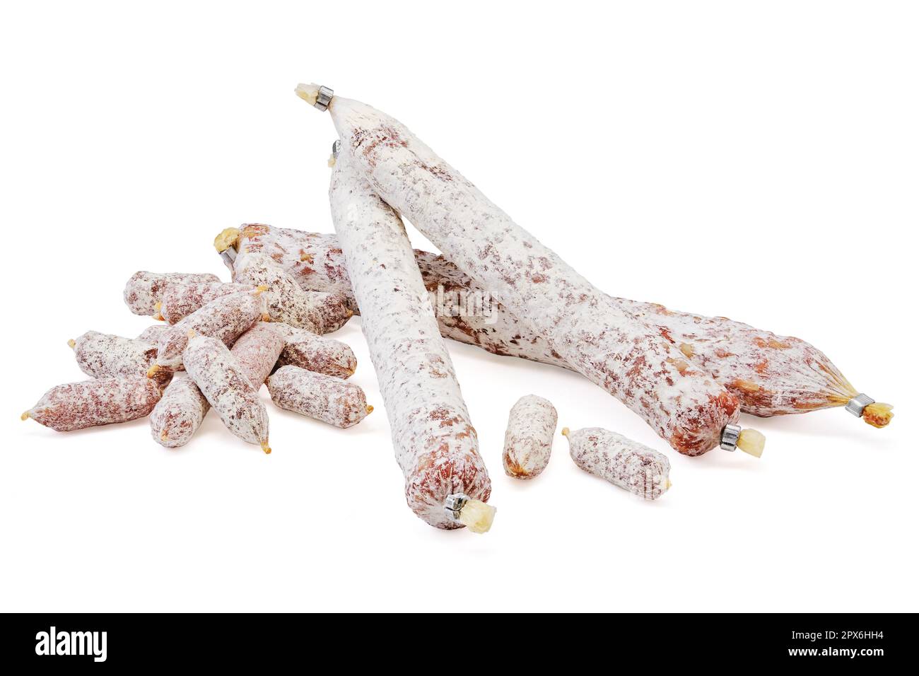 Assortment of fermented sausage covered with white mold Stock Photo - Alamy