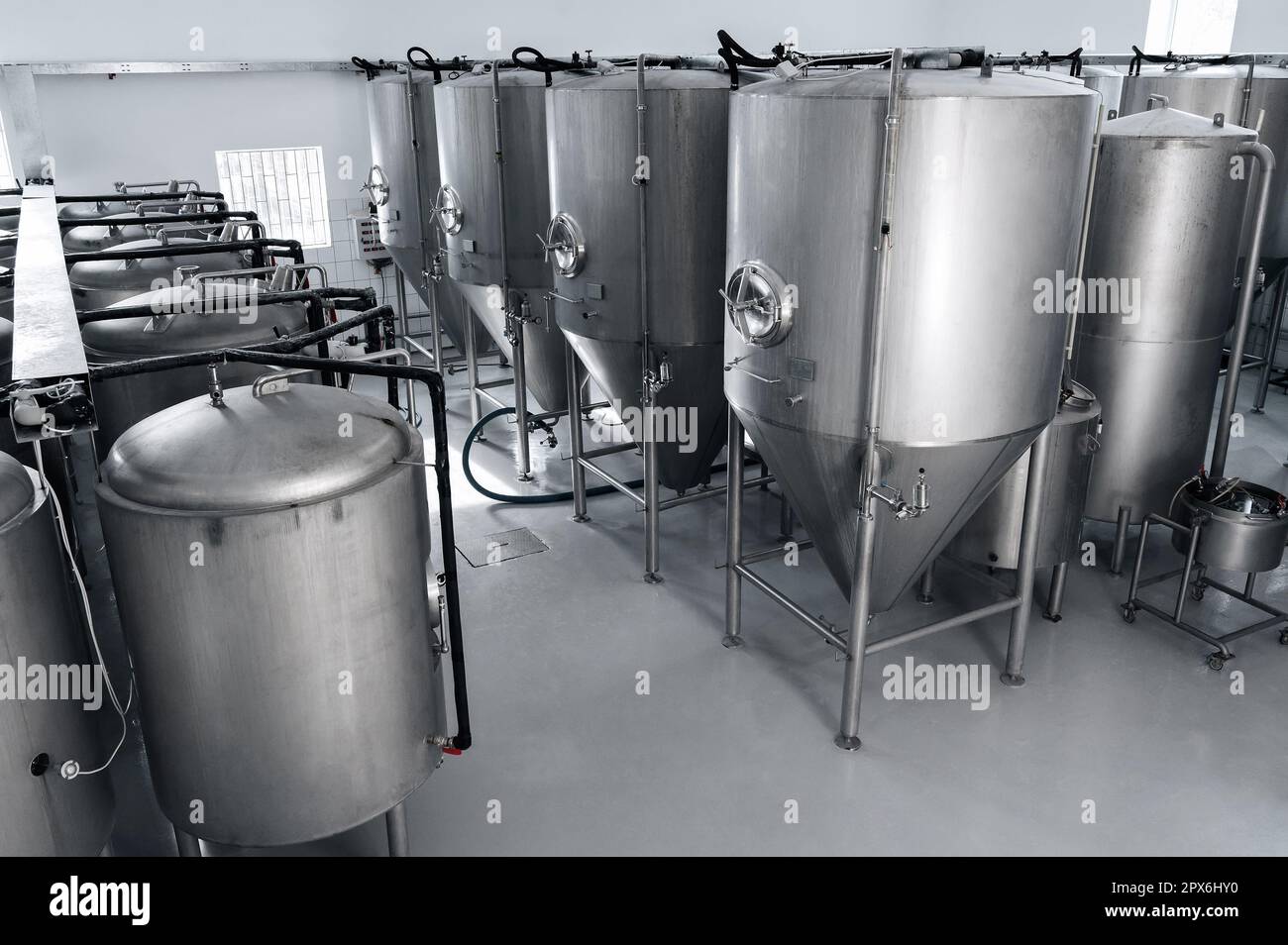 interior of a modern brewery with beer fermentation tanks Stock Photo ...