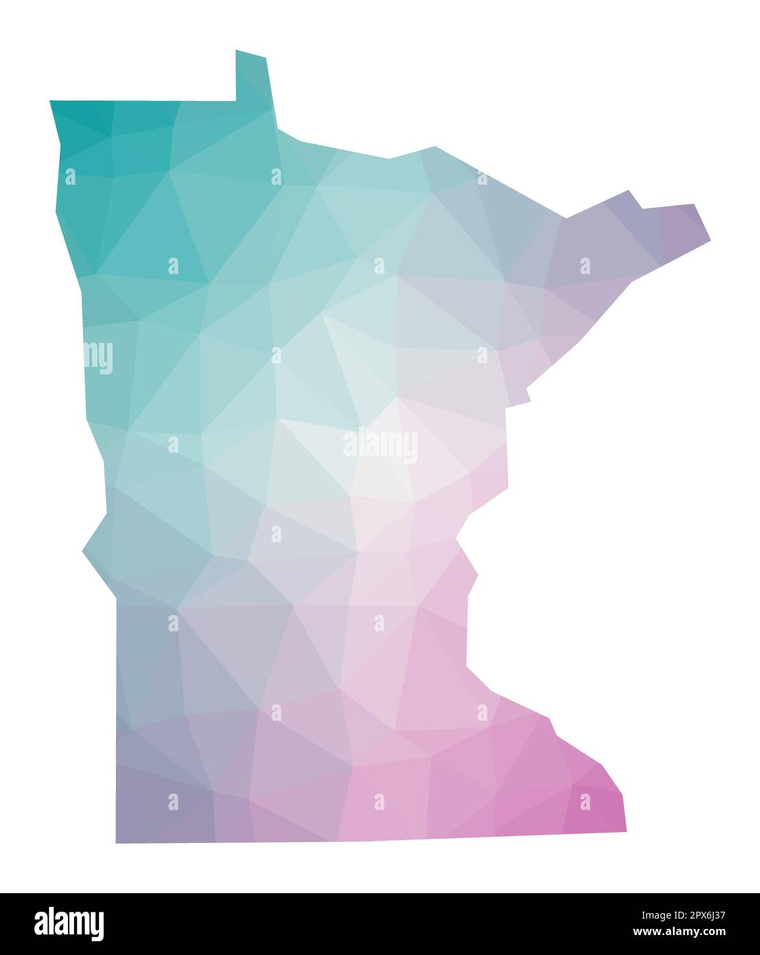 Polygonal map of Minnesota. Geometric illustration of the US state in ...
