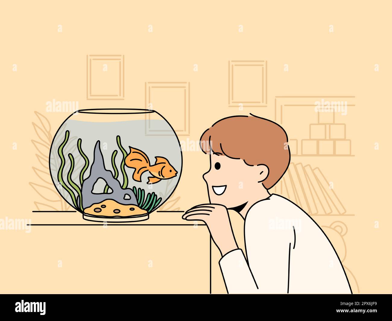 Boy looking at goldfish hi-res stock photography and images - Alamy