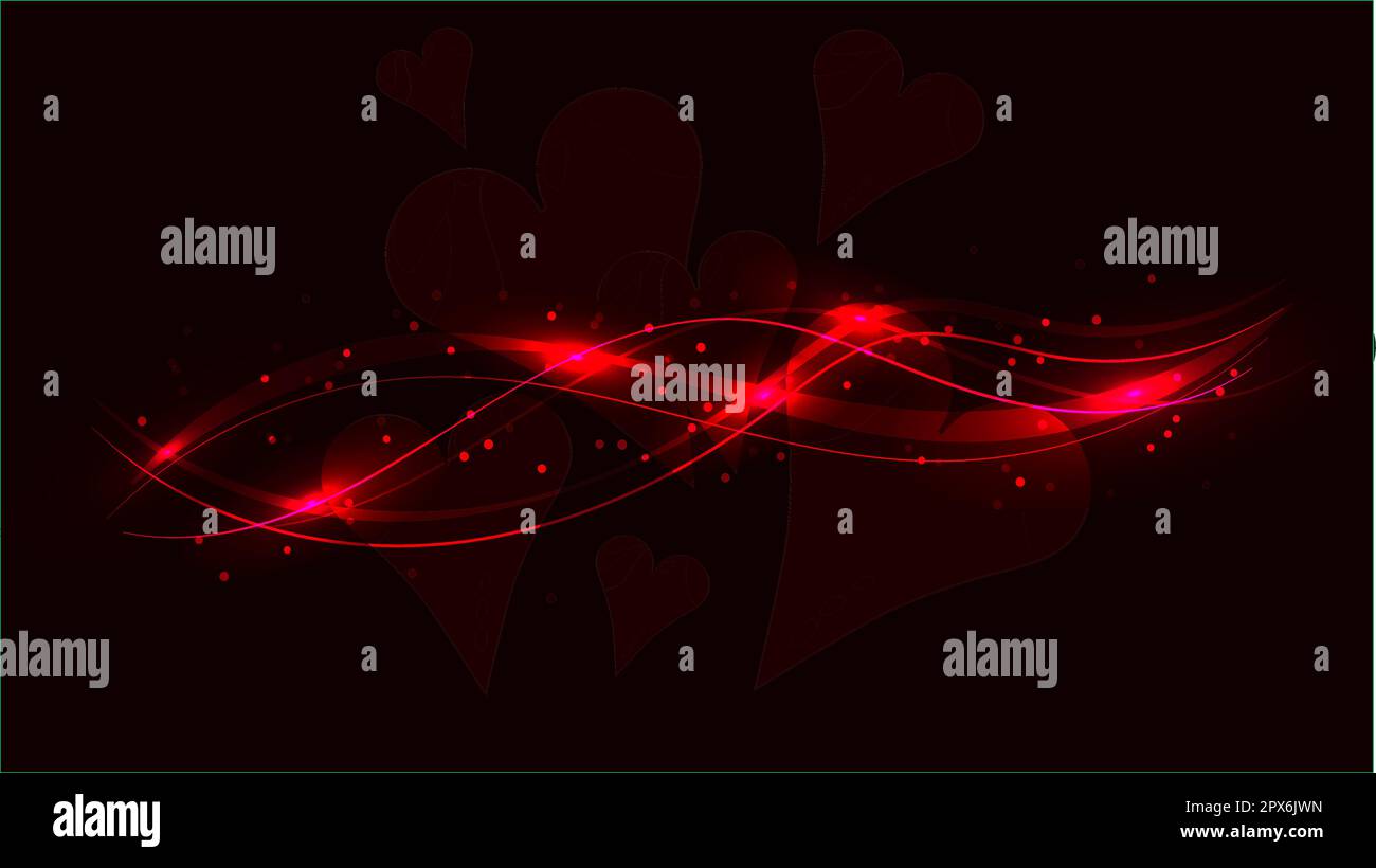 Dark red transparent hearts and abstract shining magical cosmic magical ...