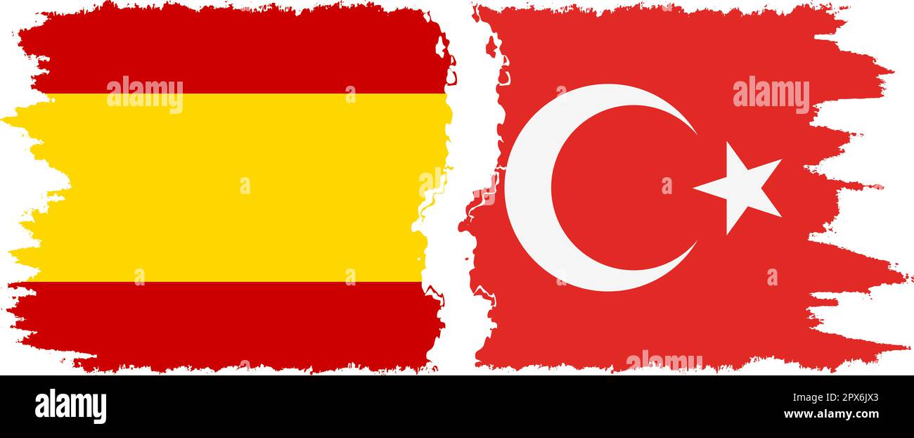 Turkey and Spain grunge flags connection, vector Stock Vector Image ...