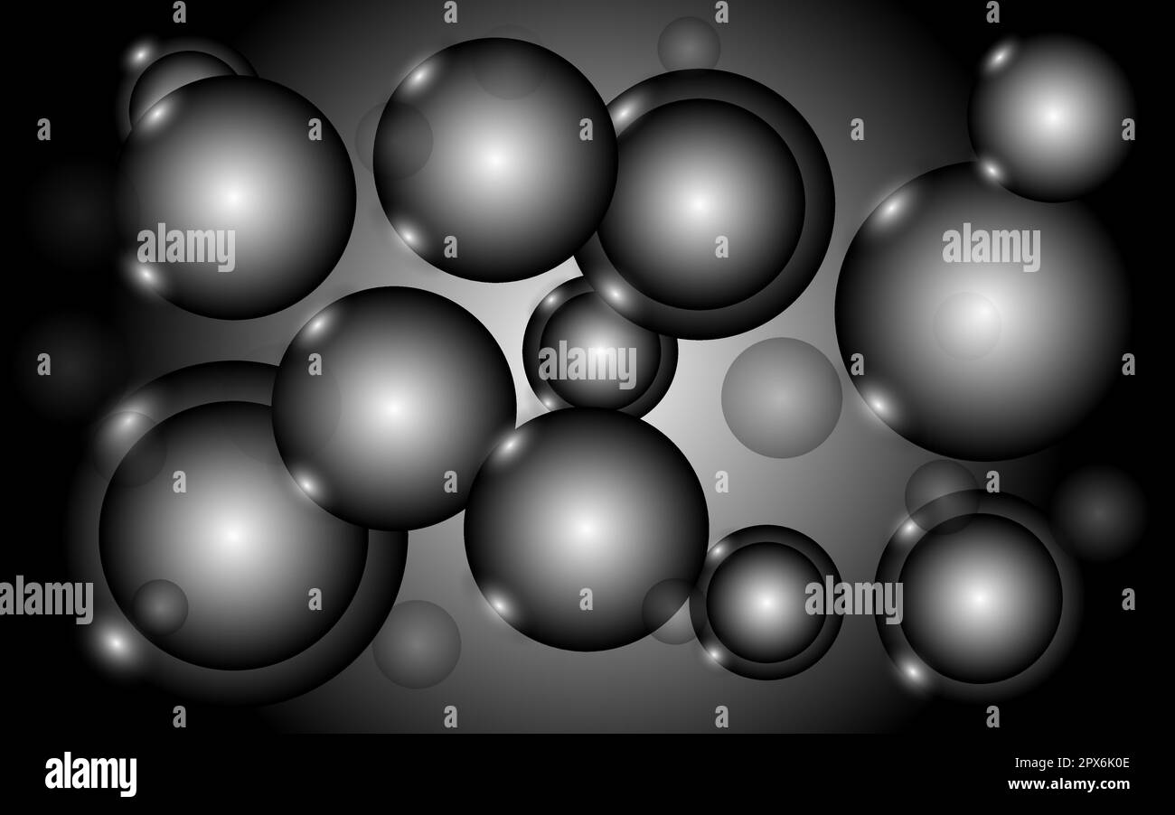 Abstract, voluminous, smooth, glittering, bright, black and white ...