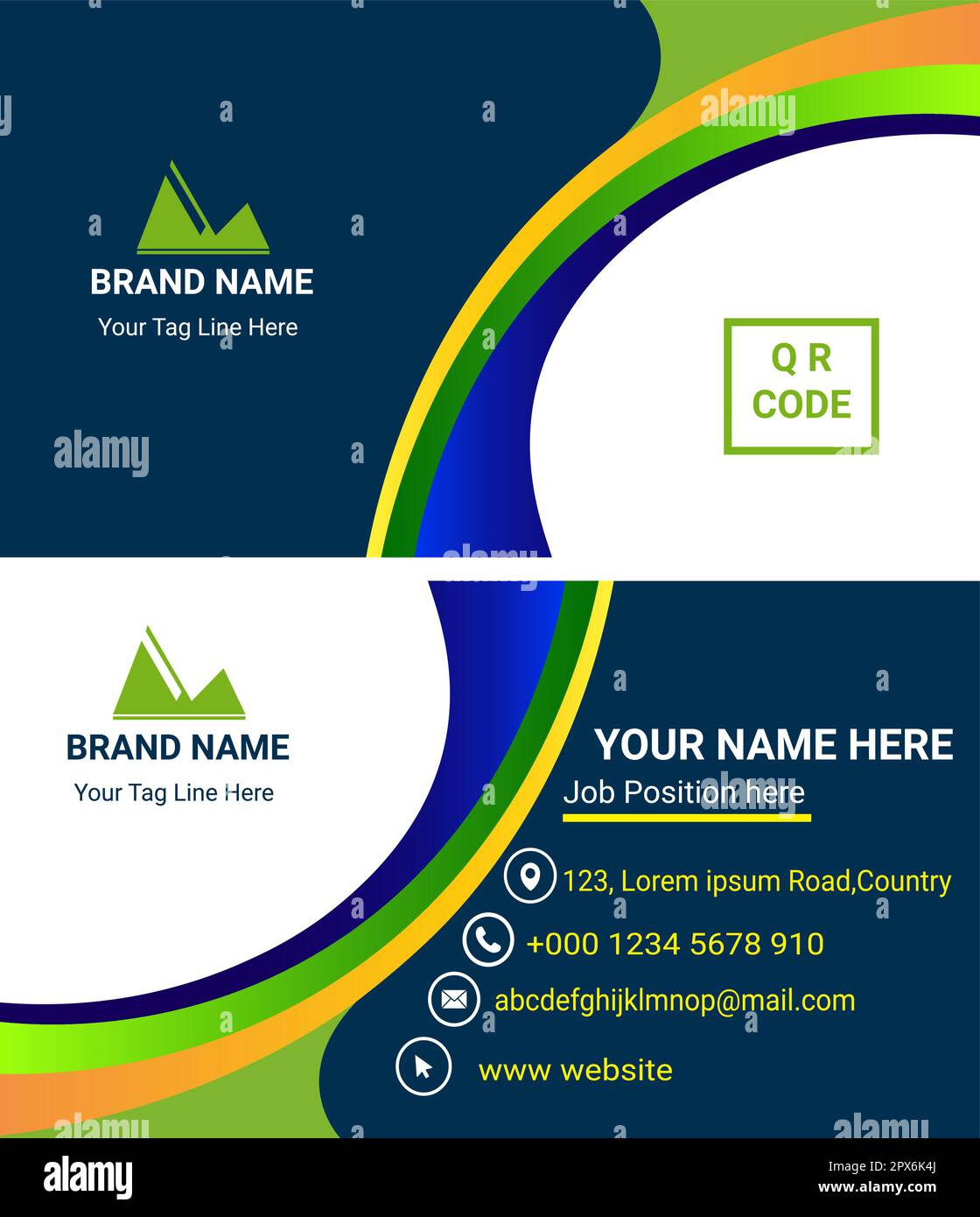 Professional both side business card design in blue and white color ...
