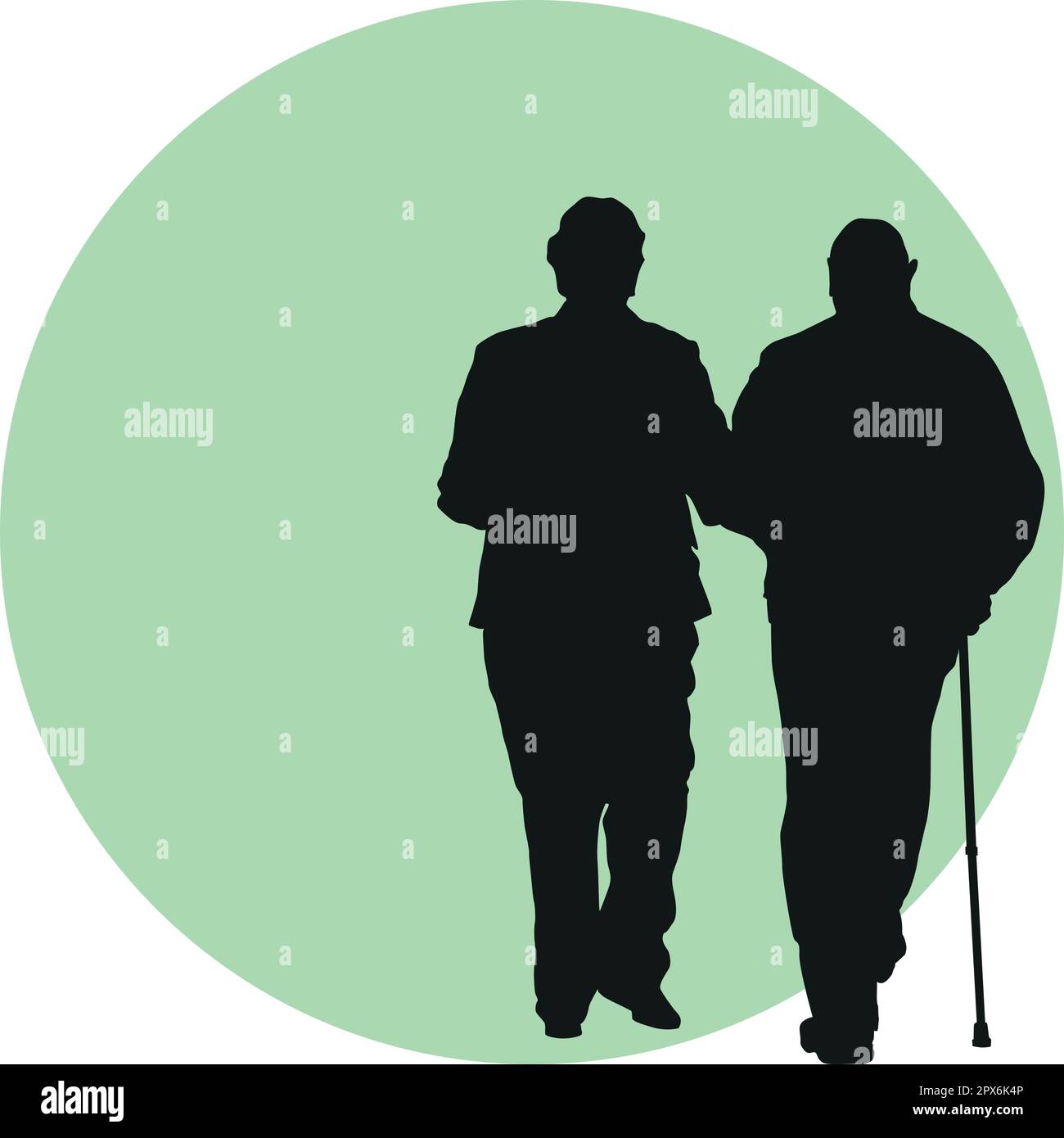 Vector Of Elderly Couple Walking Together Stock Vector Image And Art Alamy
