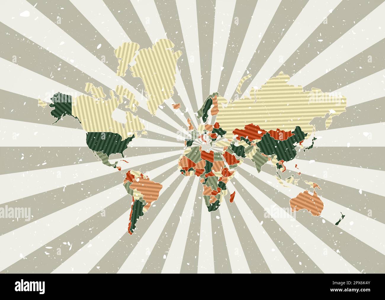 The World vintage map. Grunge poster with map of the world in retro ...