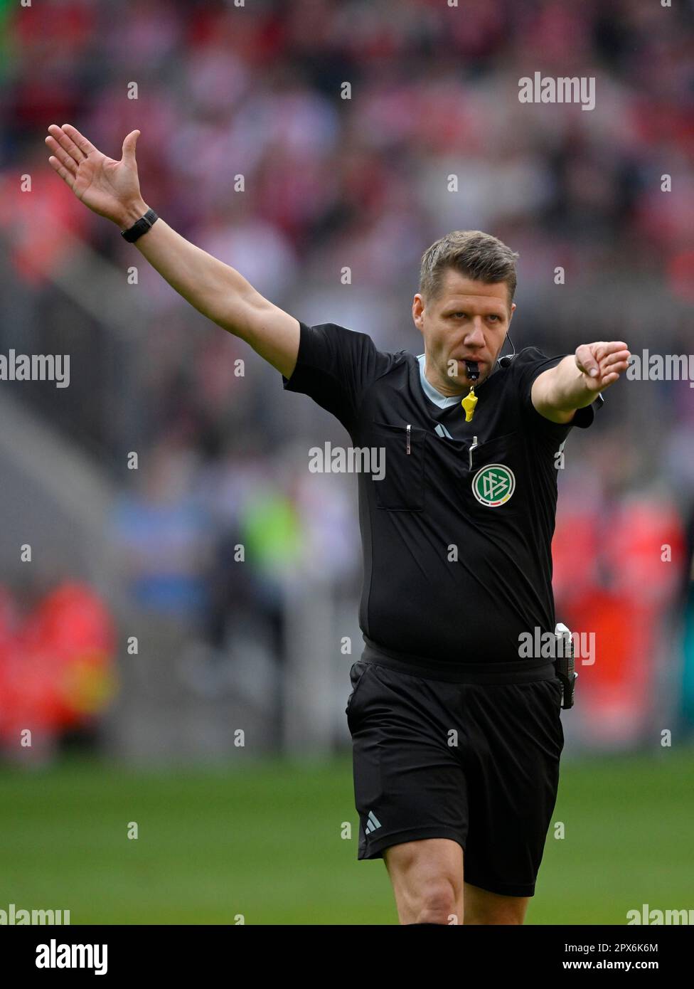 Referee Referee Patrick Ittrich, gesture, gesture, Allianz Arena, Munich, Bavaria, Germany Stock ...