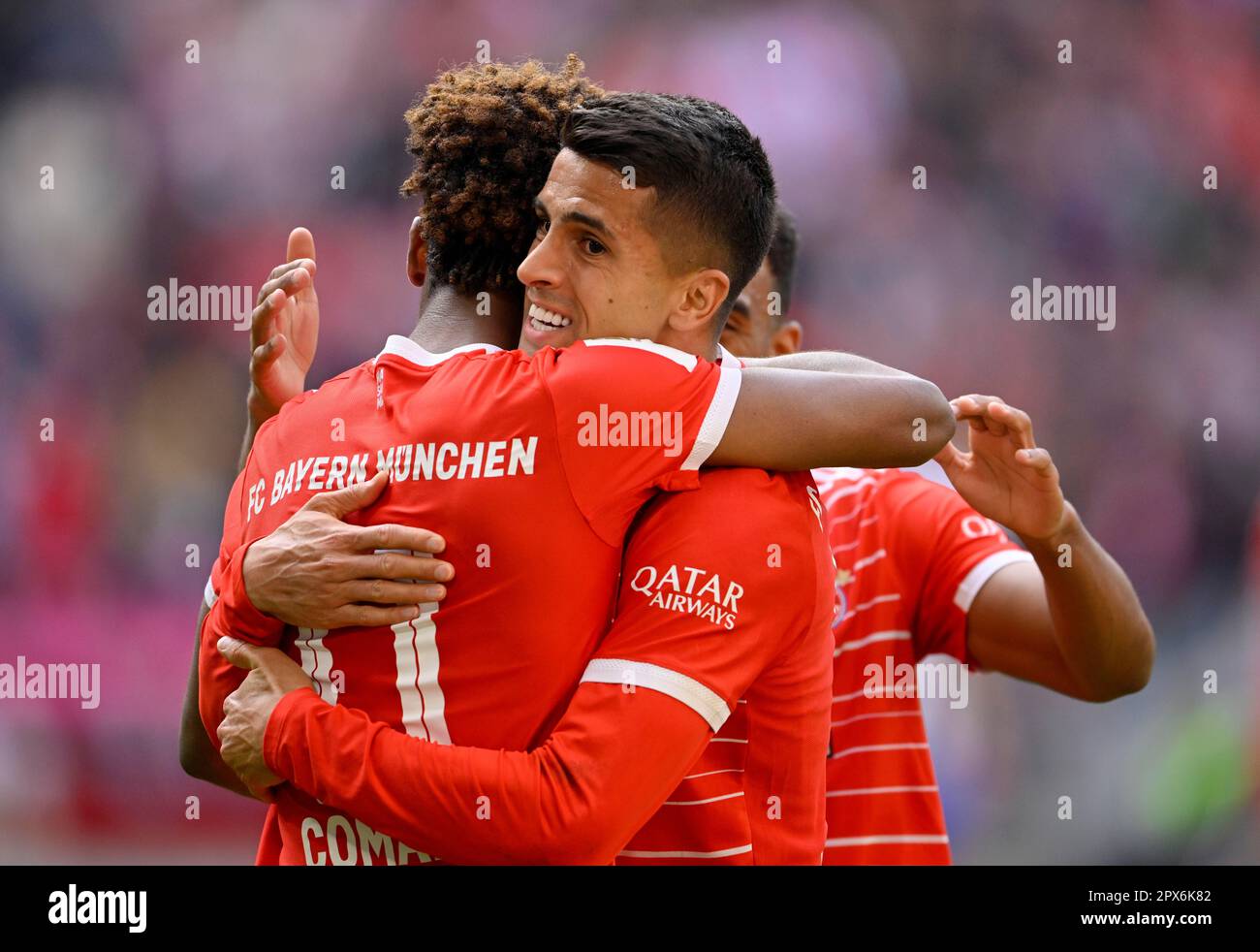 Goal celebration Joao Cancelo FC Bayern Munich FCB (22) with Kingsley ...
