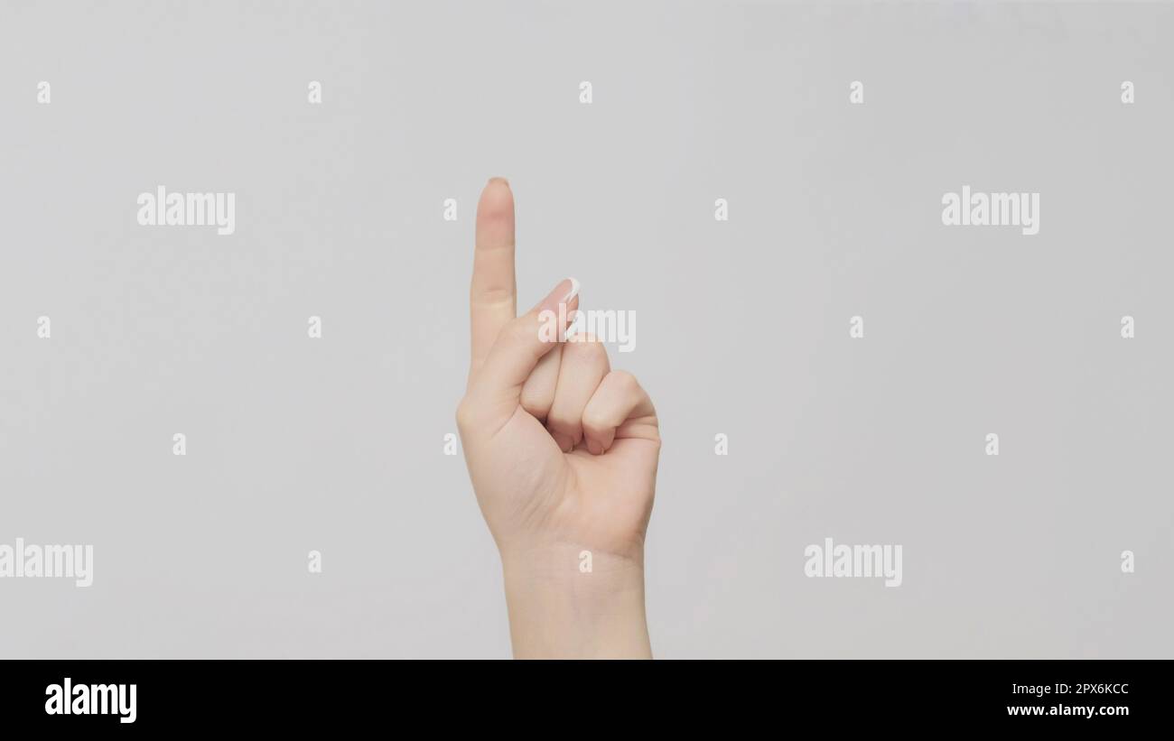 Hand gesture one number woman counting finger Stock Photo - Alamy