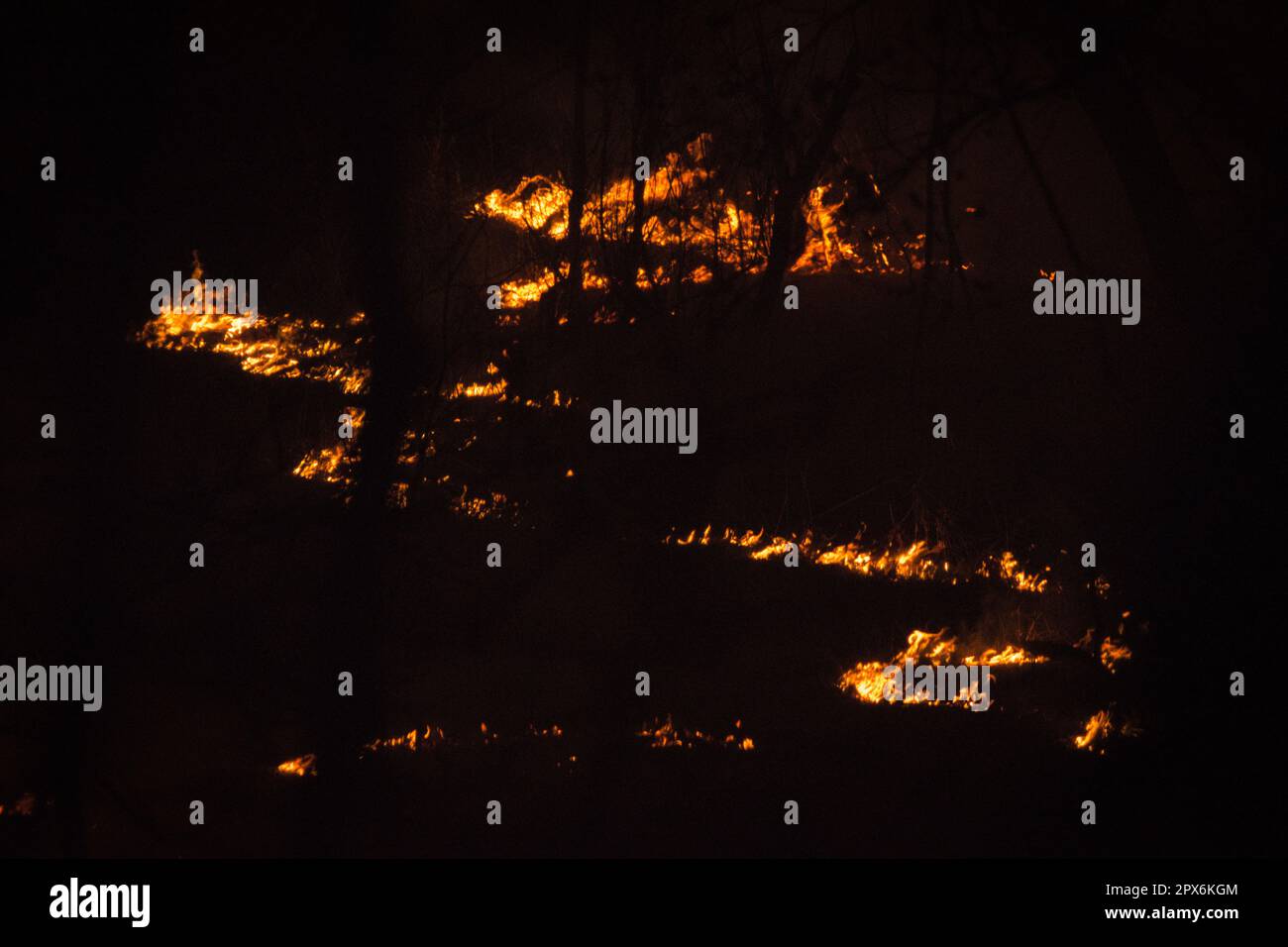 Nighttime Wildfire in Oklahoma Stock Photo - Alamy