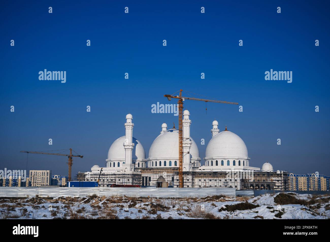 New big white mosque under construction for the Muslim faith in ...