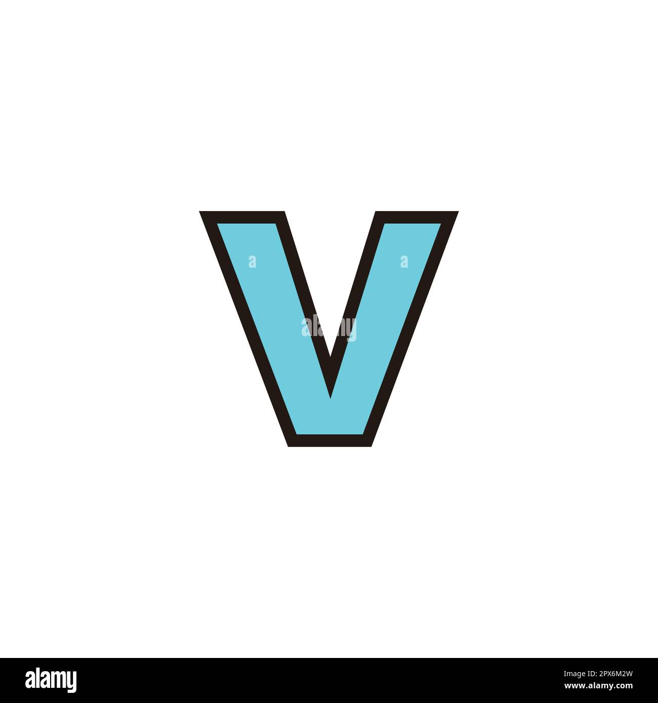 Letter V blue, outline geometric symbol simple logo vector Stock Vector ...