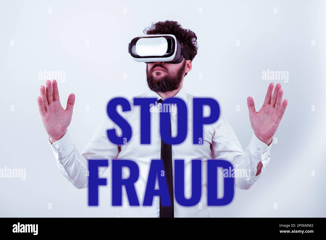 Sign displaying Stop Fraud, Word Written on campaign advices people to ...