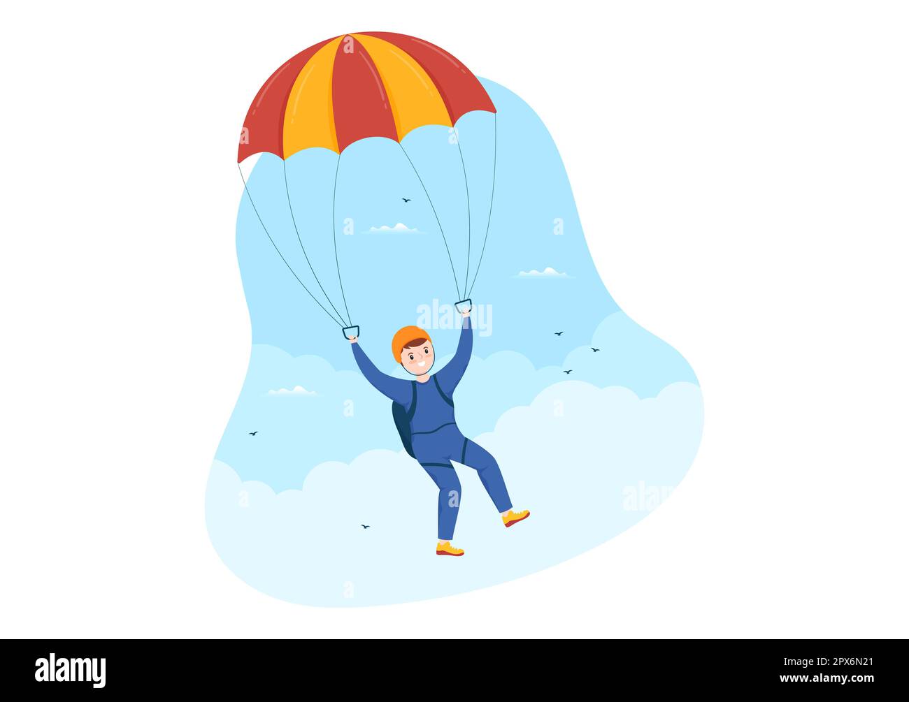Skydiving Illustration with Skydivers use Parachute and Sky Jump for ...