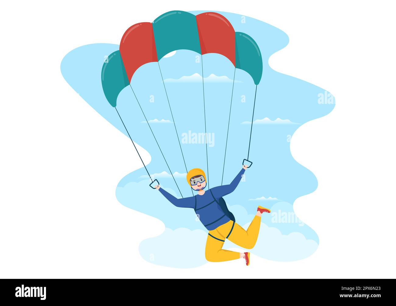 Skydiving Illustration with Skydivers use Parachute and Sky Jump for ...