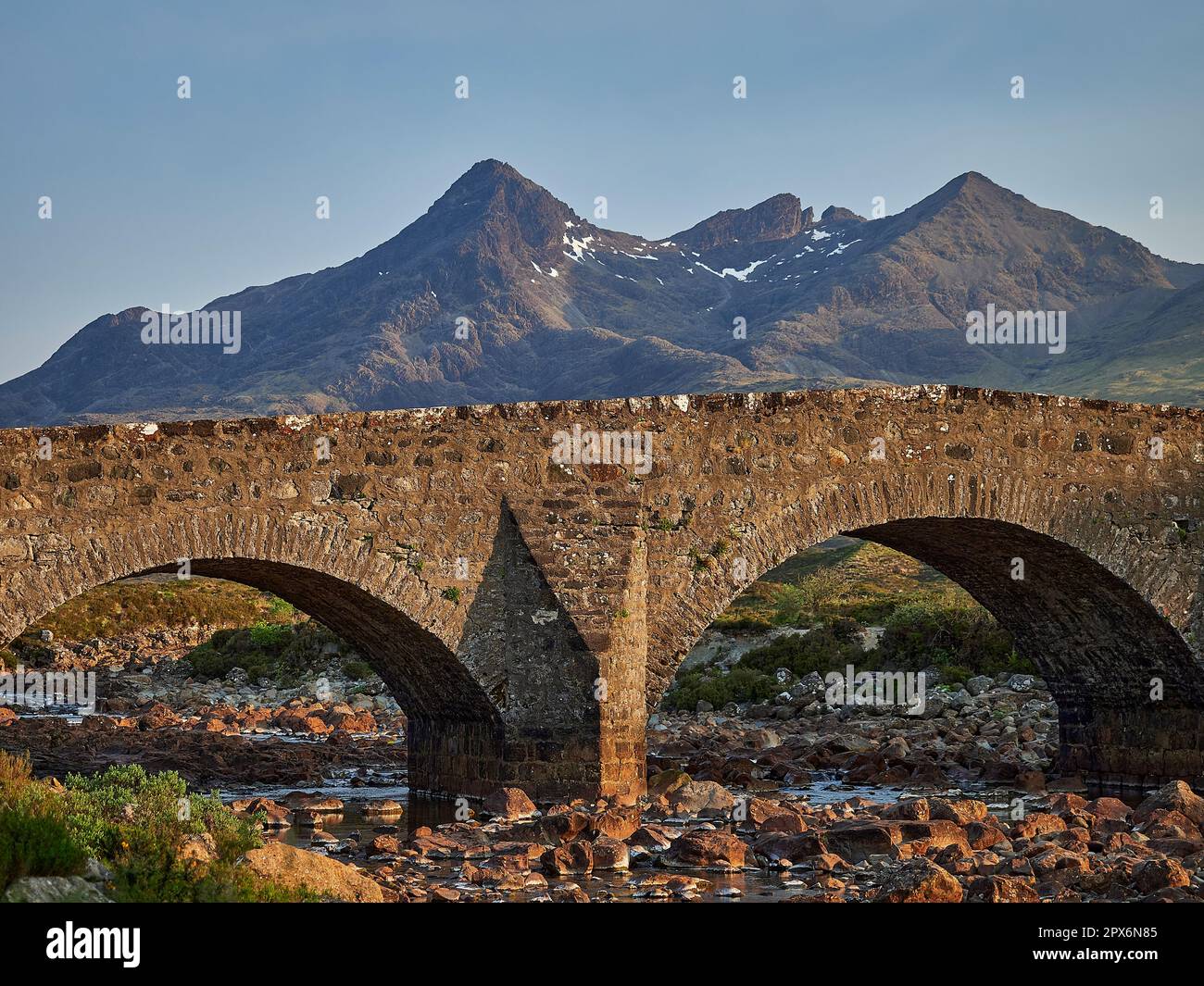 famous old and ancient stone bridge of sligachan in the cuillin hills ...