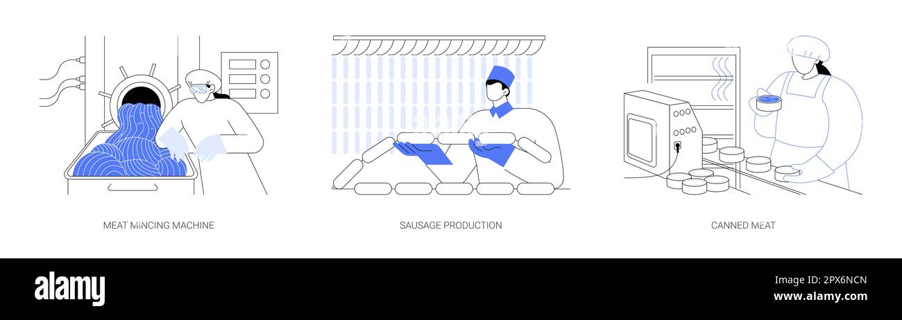 Meat processing abstract concept vector illustrations Stock Vector ...