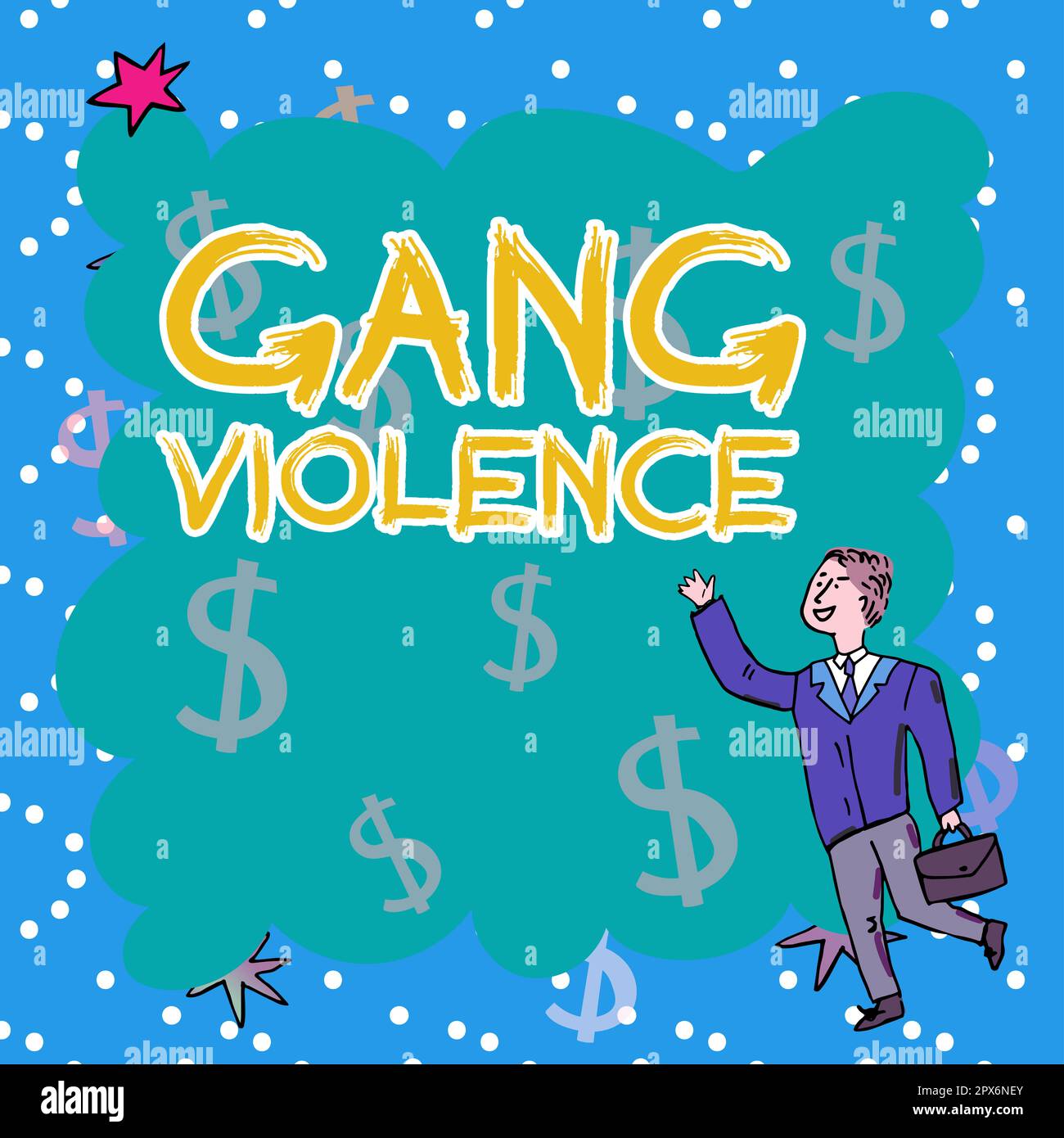 Handwriting text Gang Violence, Concept meaning infringement of the ...