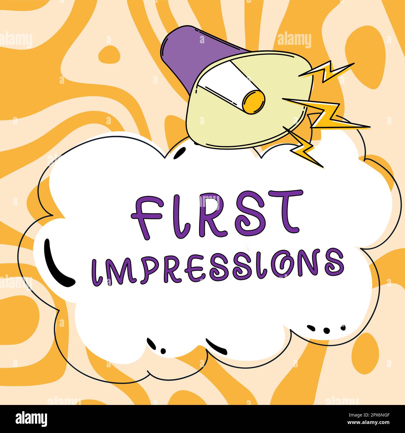 Sign displaying First Impressions, Concept meaning What a person thinks ...