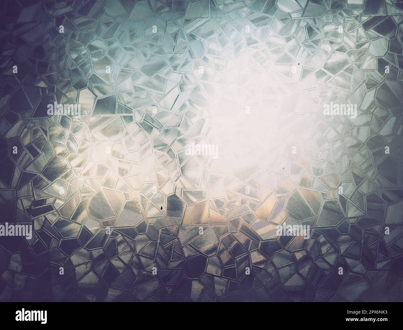 Fluted glass with backlight. Beautiful multicolored refraction of light ...