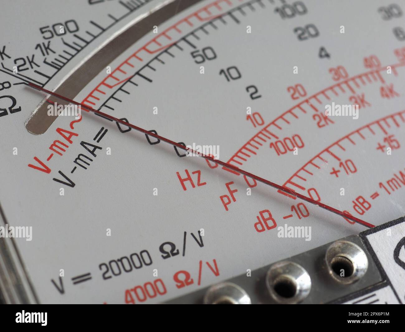 display of a vintage analog multimeter to measure voltage resistance ...