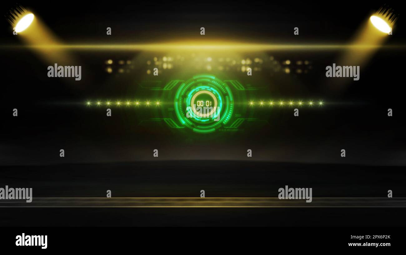 3D Rendering abstract race track finish line racing on night Stock ...