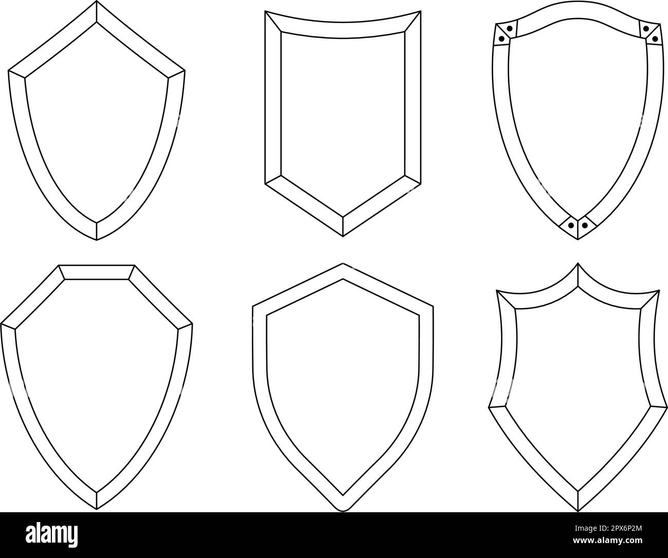Shield line art vector icon protect and security outline symbol set ...