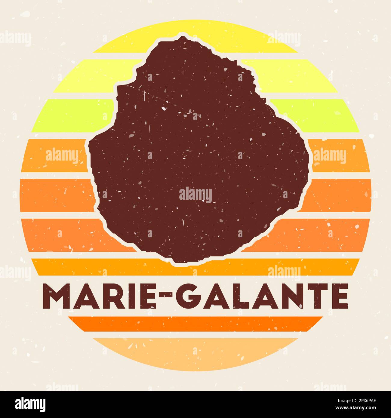 Marie-Galante logo. Sign with the map of island and colored stripes ...
