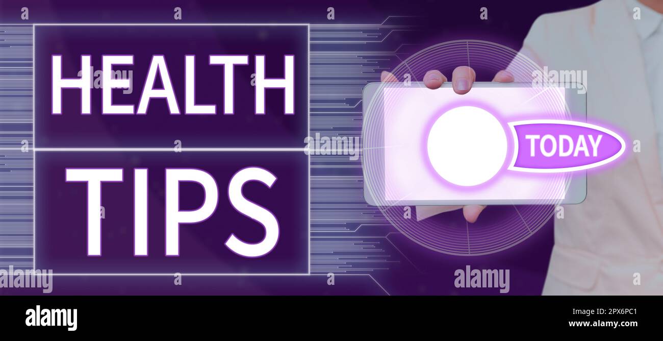 Text sign showing Health Tips, Business concept state of complete ... Text sign showing Health Tips, Business concept state of complete ...