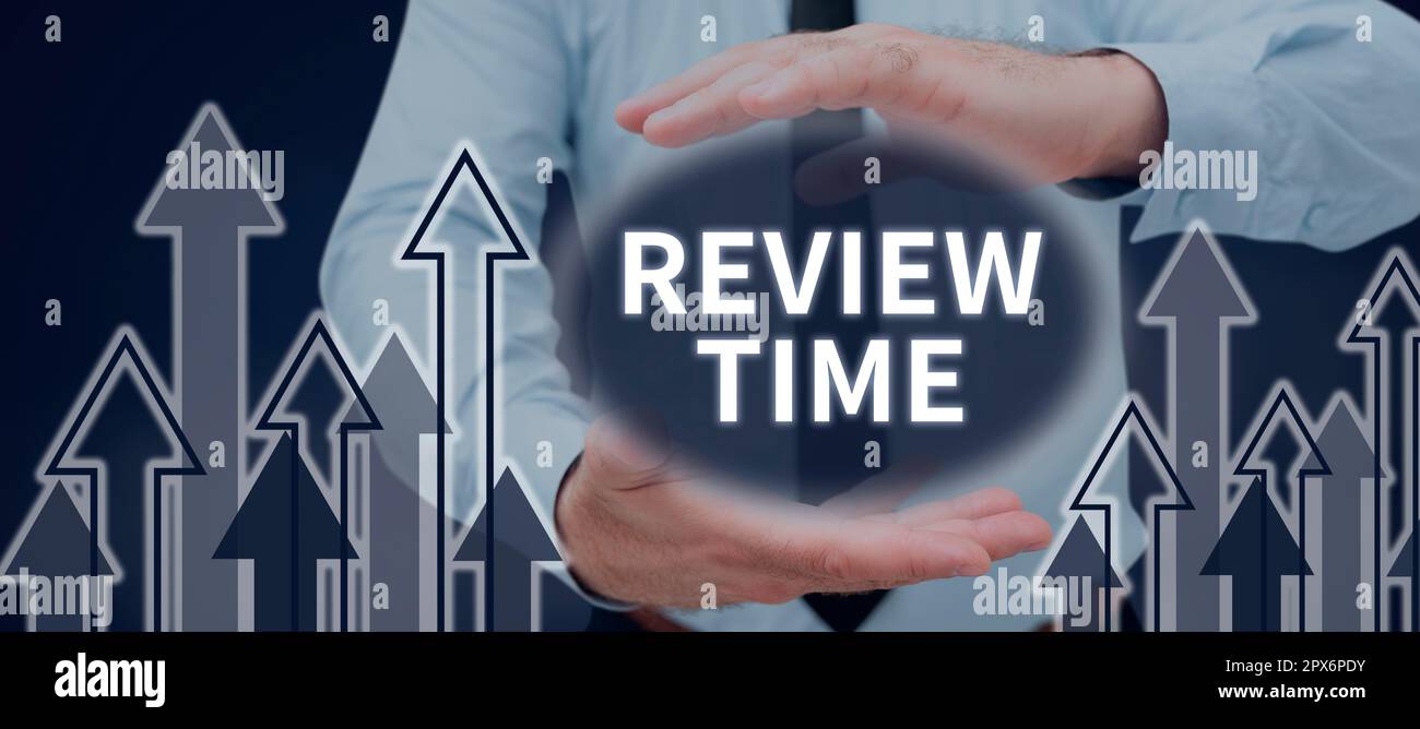 Text sign showing Review Time, Word Written on situation or system its ...