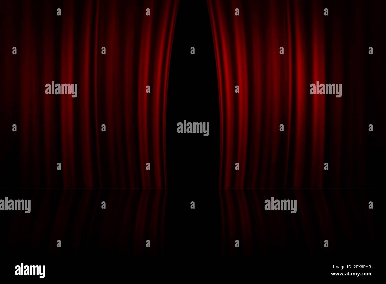 3D Rendering Red curtain on theater or cinema stage slightly open Stock ...