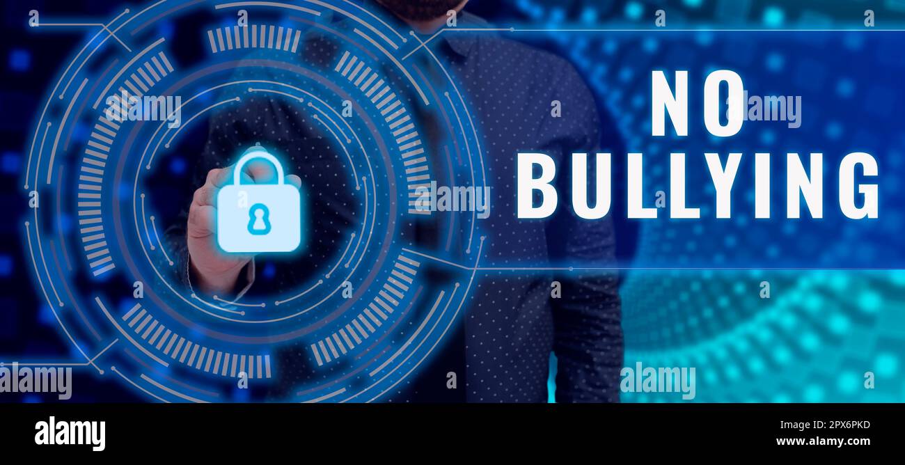 Hand writing sign No Bullying, Internet Concept stop aggressive ...