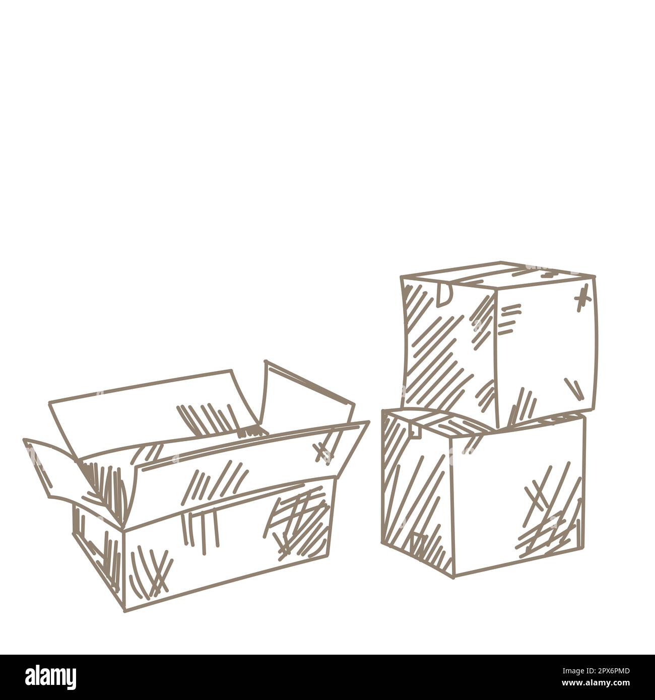 Set of cardboard cardboard boxes. Carton packing for shipping open and ...