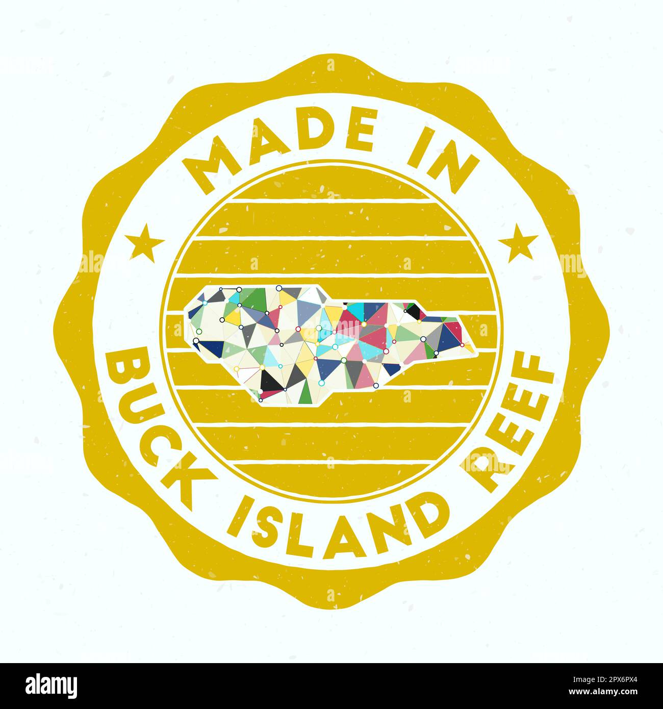 Made In Buck Island Reef. Island round stamp. Seal of Buck Island Reef ...