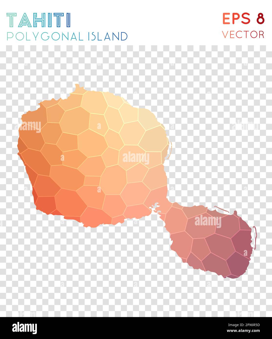 Tahiti polygonal map, mosaic style island. Perfect low poly style ...