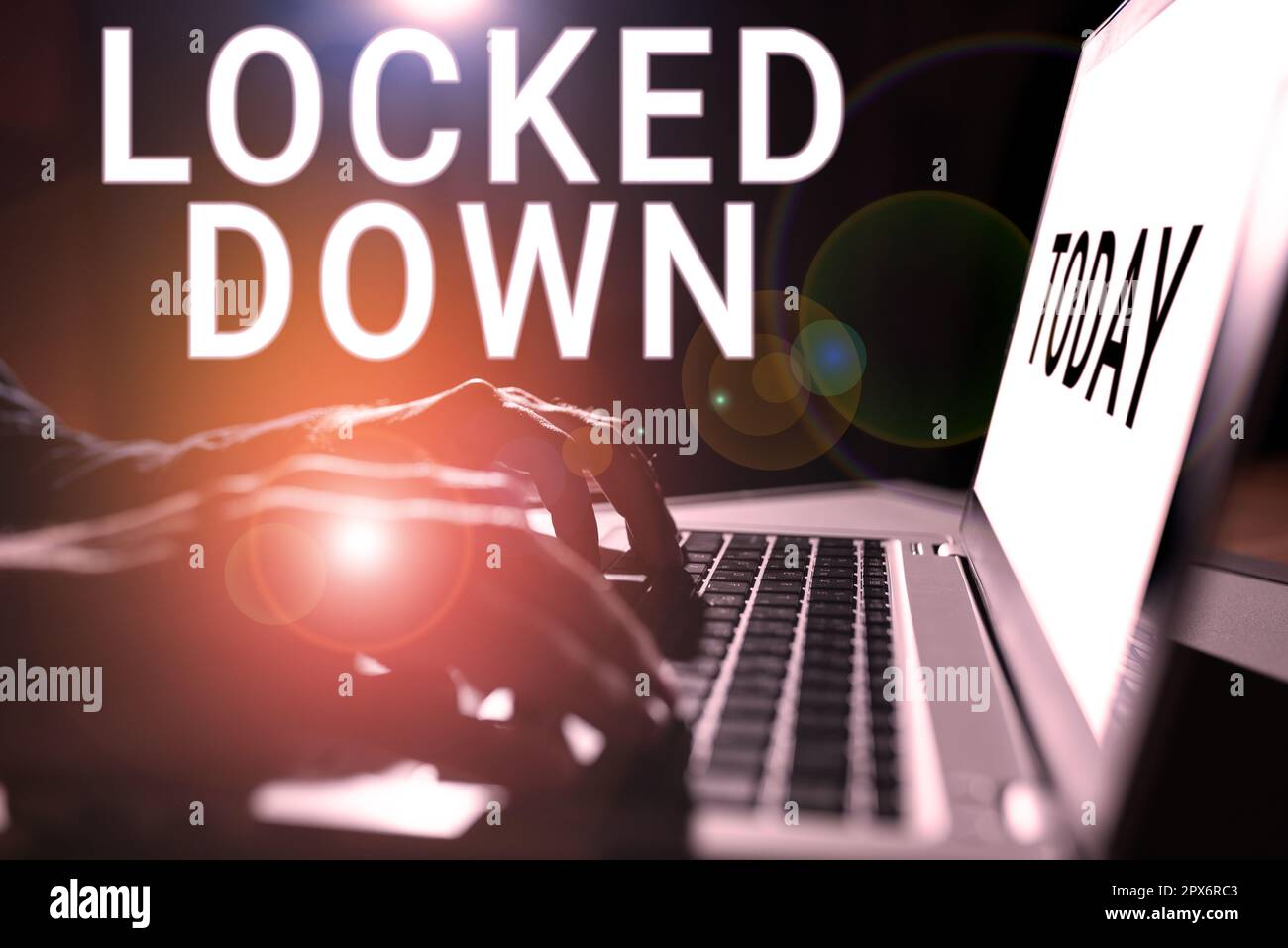 Conceptual caption Locked Down, Business overview emergency measure ...