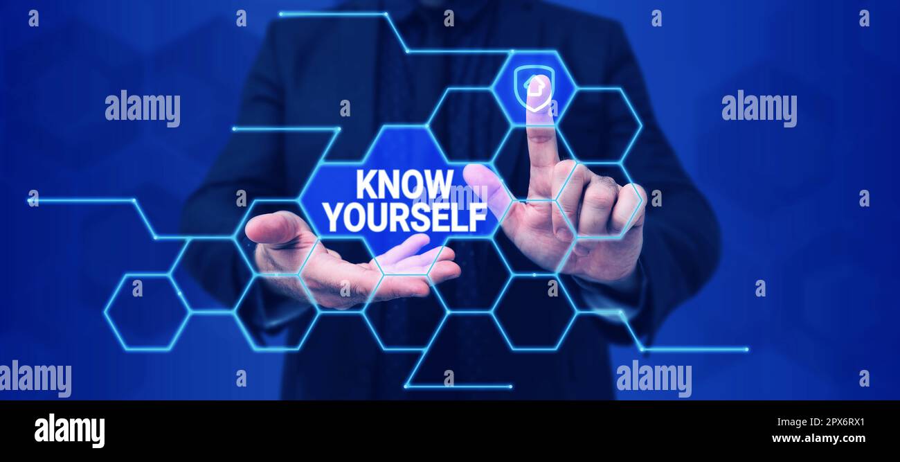 Inspiration showing sign Know Yourself, Concept meaning Find You ...