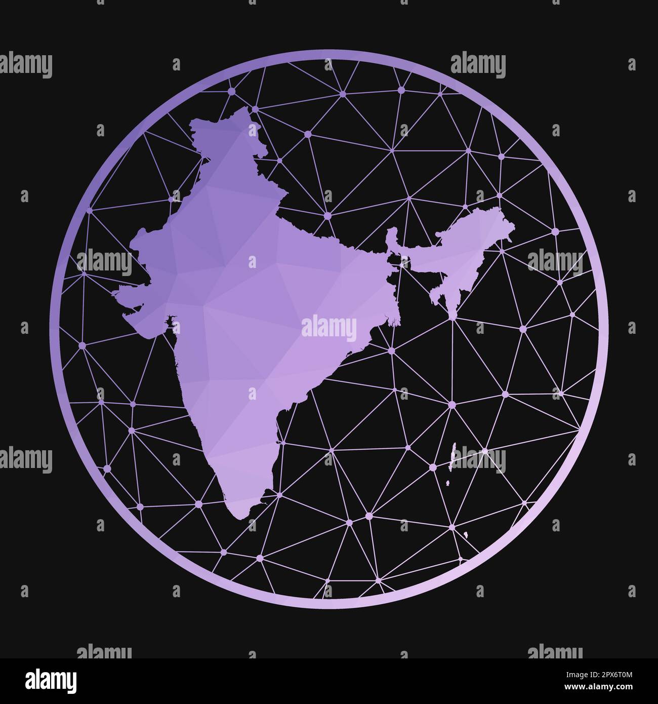 India icon. Vector polygonal map of the country. India icon in ...