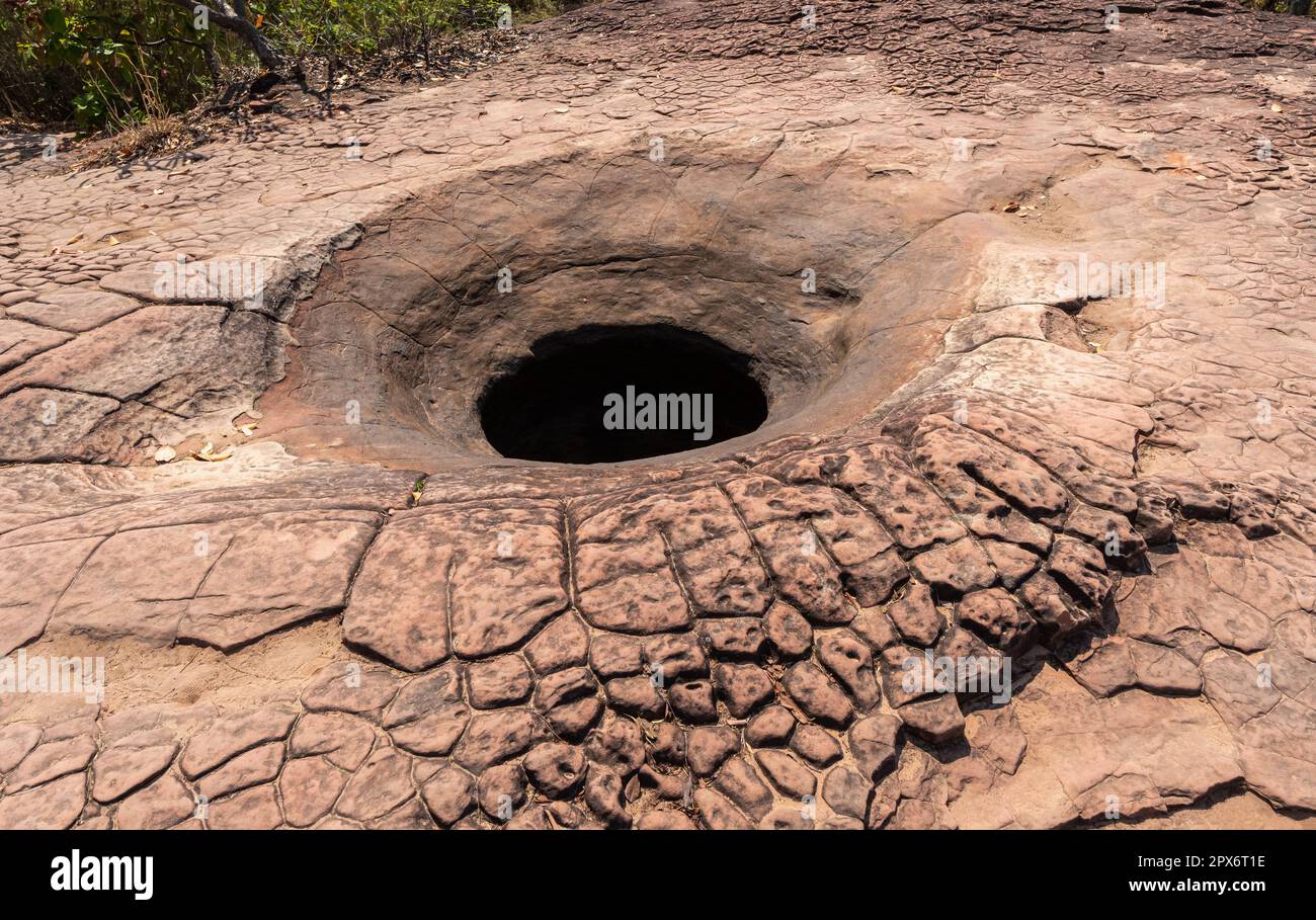 Naka cave giant snake scale stone. in the Phu Langka national park ...