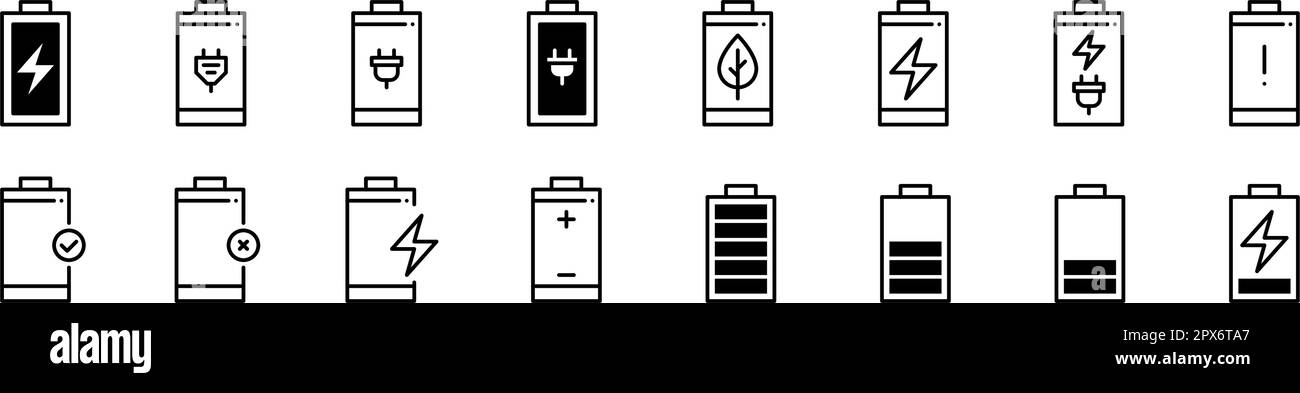 Battery charging and accumulator indicator. Pixel perfect, editable ...