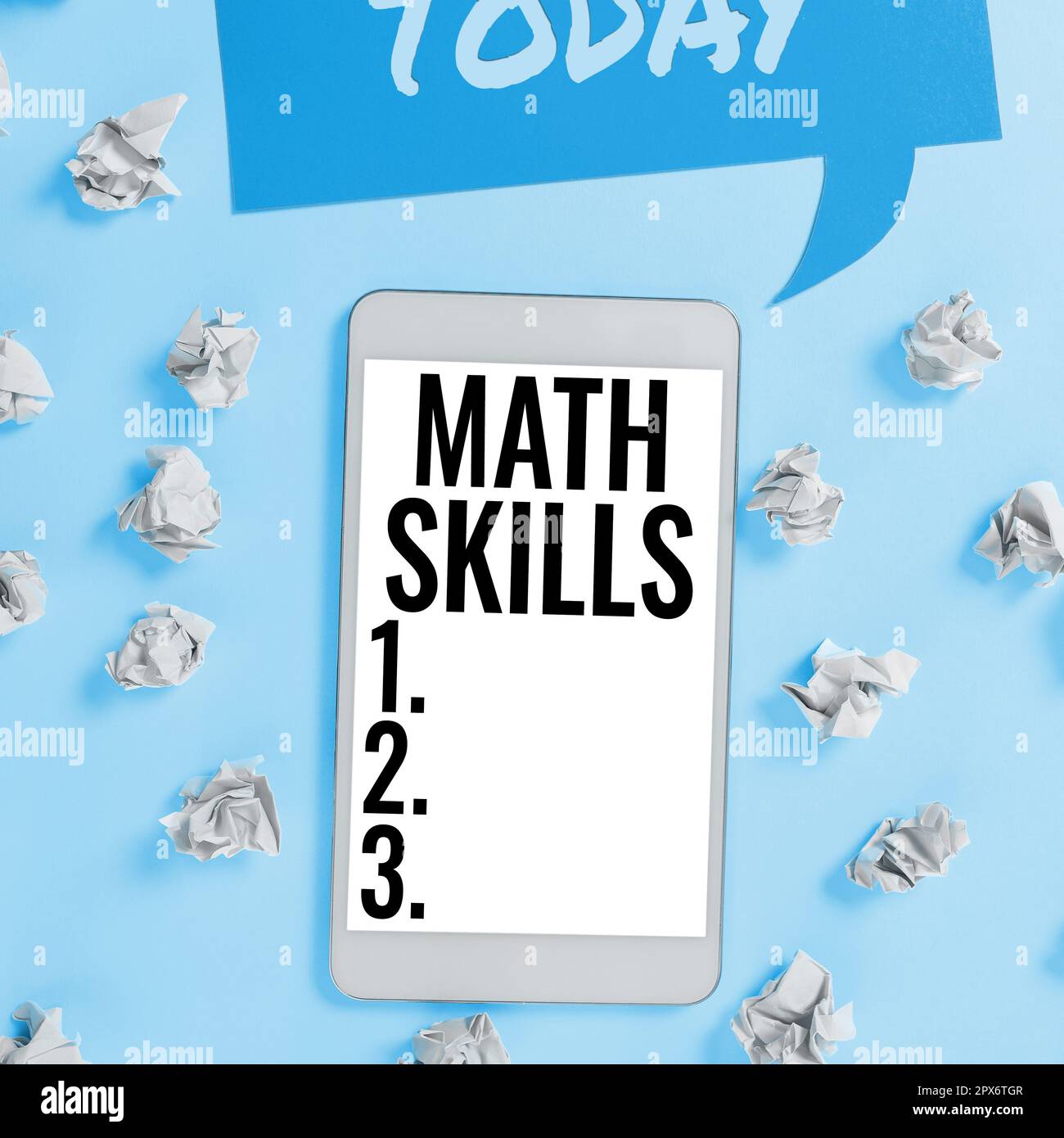 Text caption presenting Math Skills, Word Written on starting to learn ...