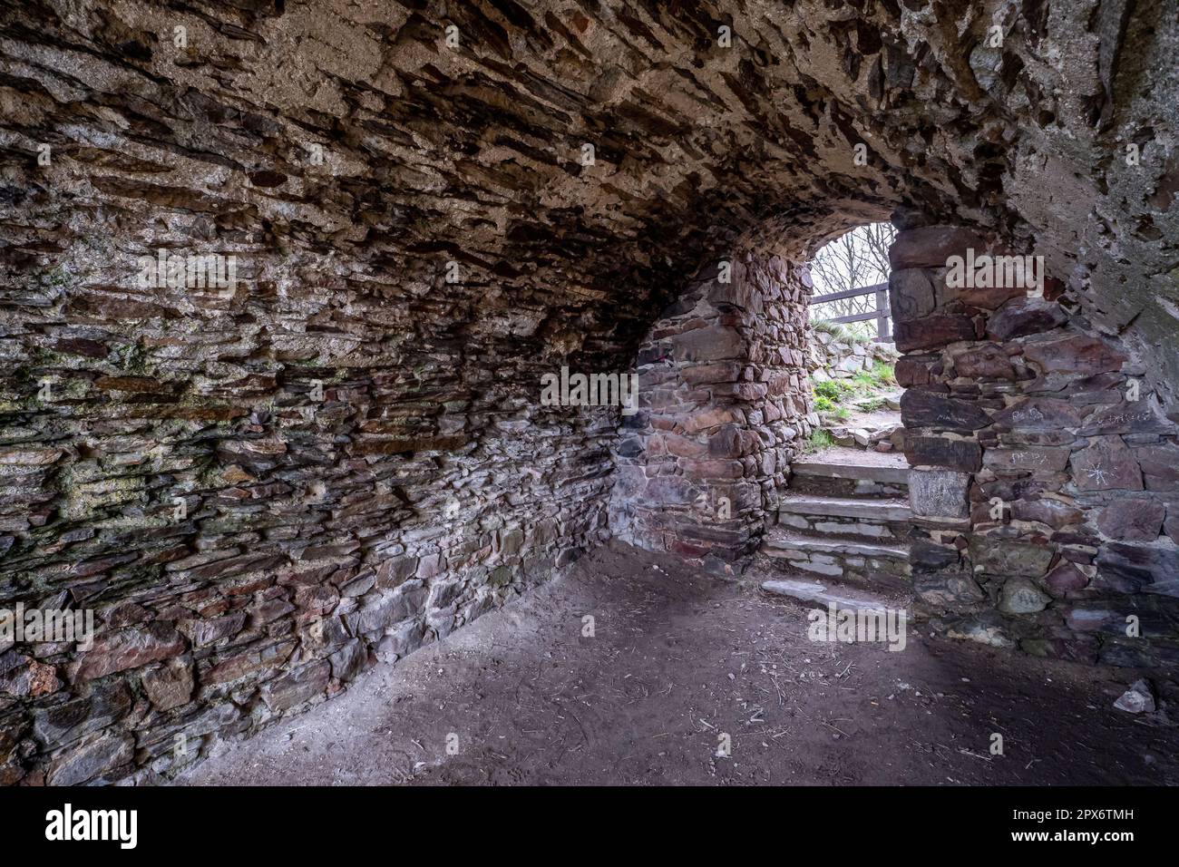 Stone vault of the castle ruins Zubstejn, Czech republic Stock Photo ...