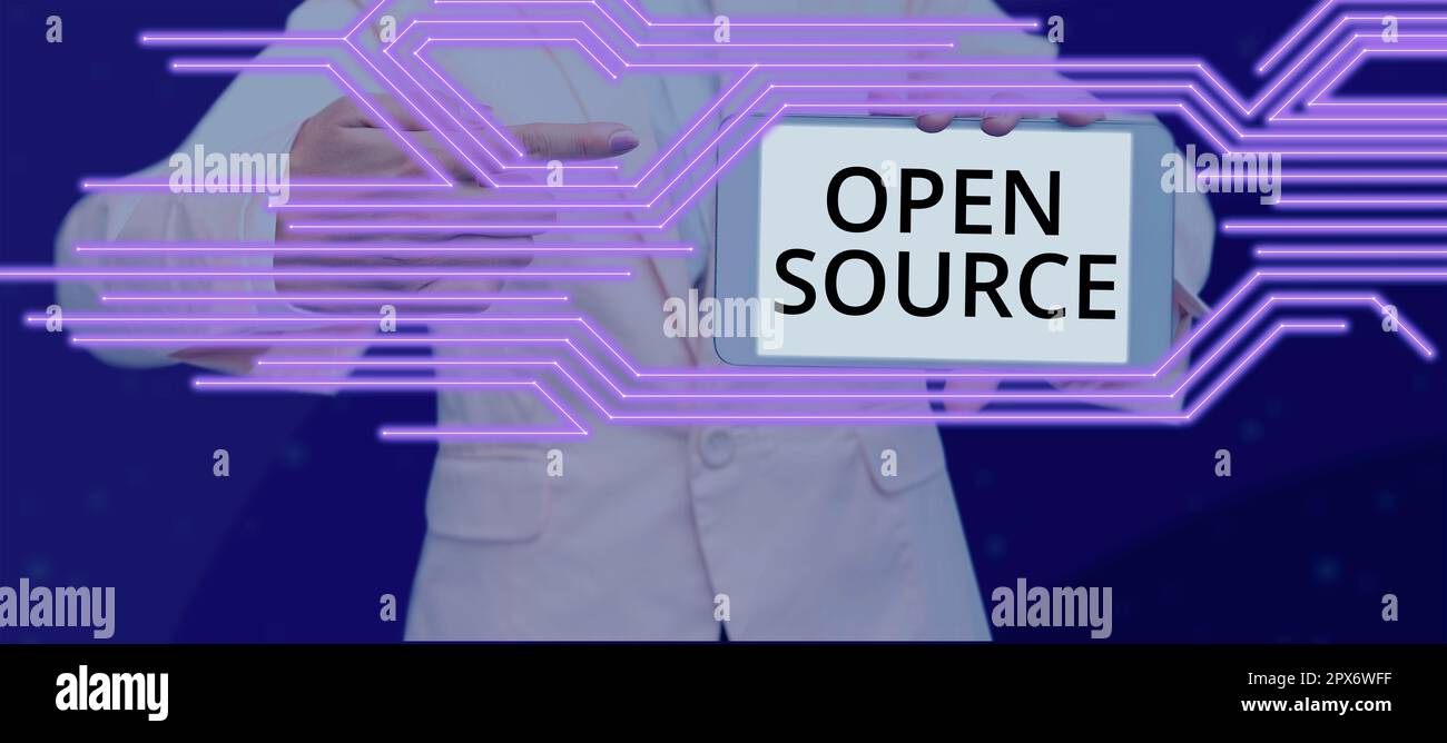 Text showing inspiration Open Source, Concept meaning denoting software which original source ...