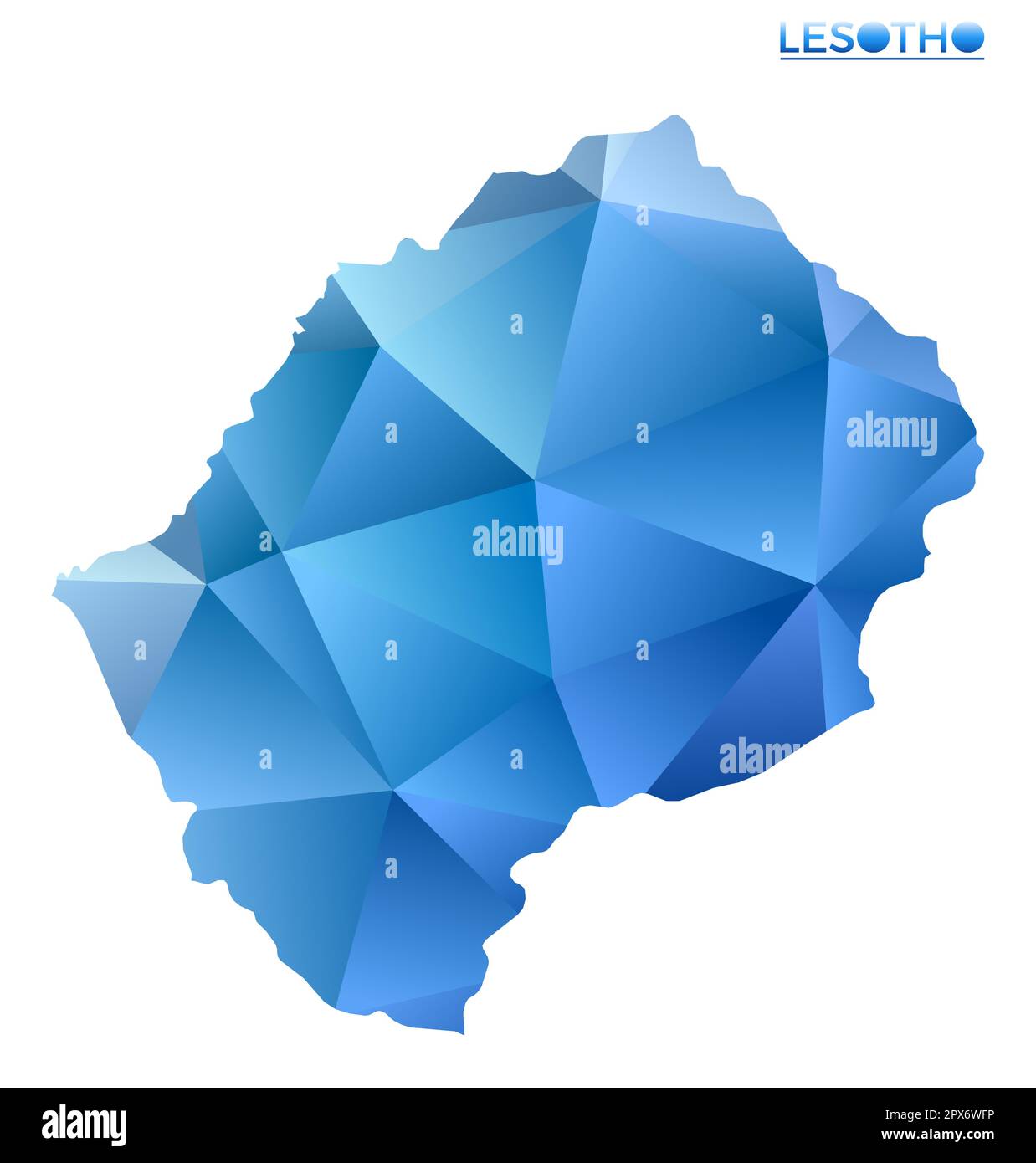 Vector polygonal Lesotho map. Vibrant geometric country in low poly style. Cool illustration for ...