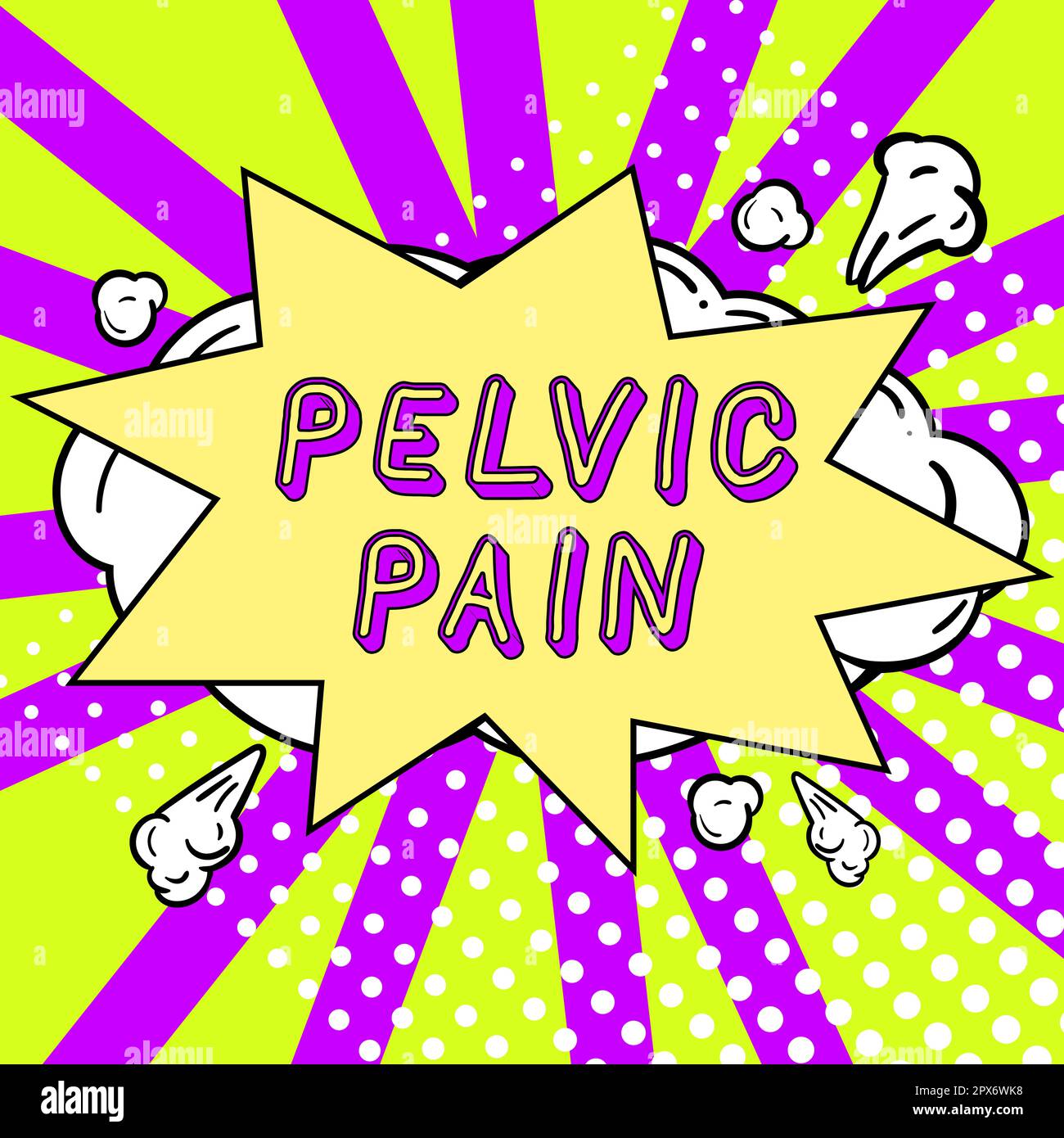 Hand writing sign Pelvic Pain, Word for Pain perceived in the area of ...