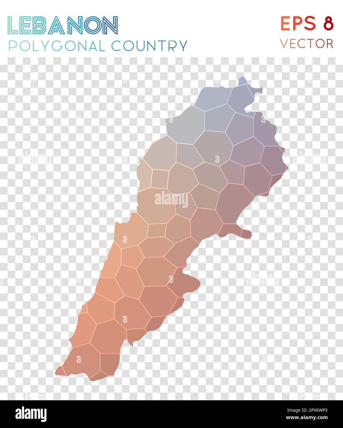 Lebanon polygonal map, mosaic style country. Popular low poly style ...