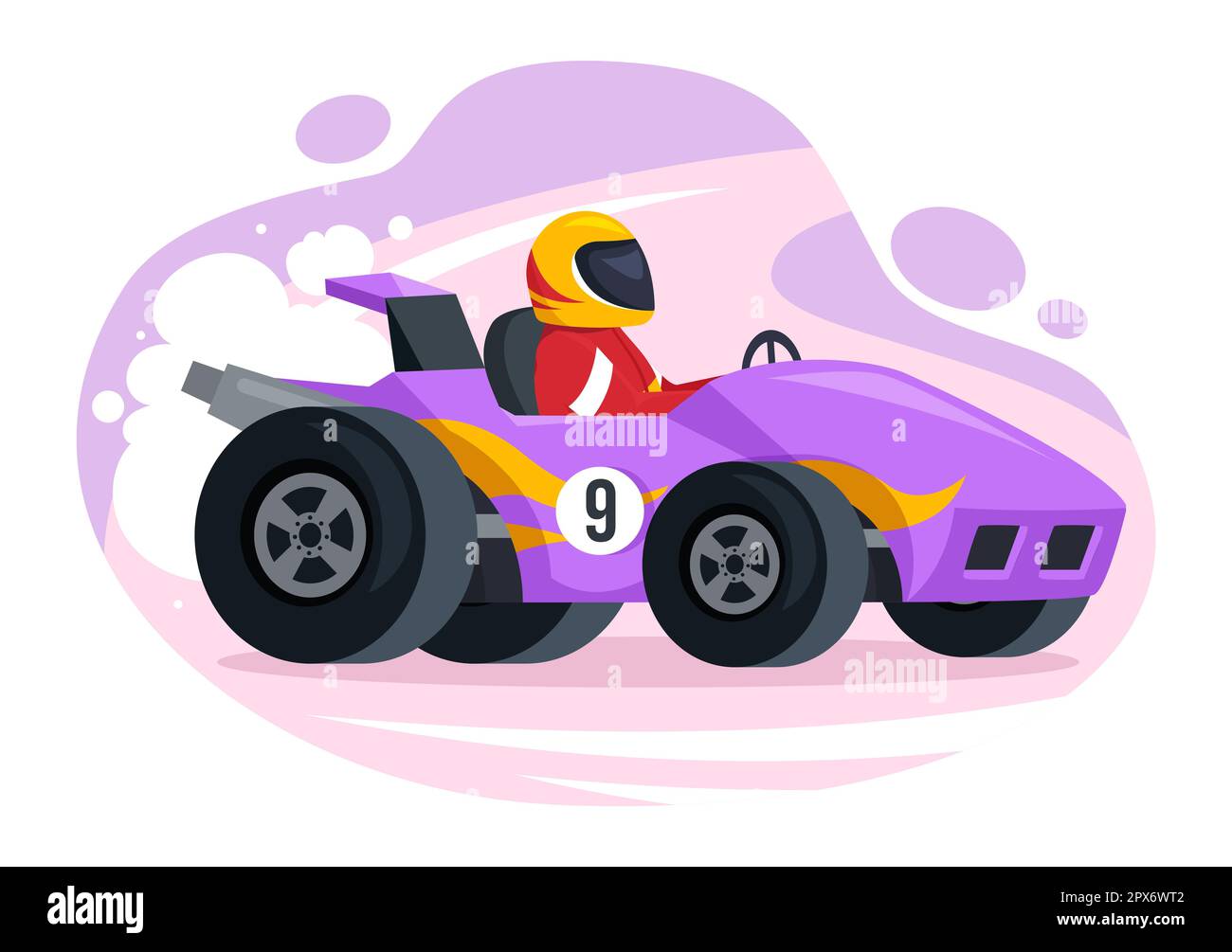 Formula Racing Sport Car Reach on Race Circuit the Finish Line Cartoon ...